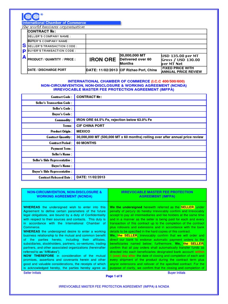 Non Circumvention and Non Disclosure Working Agreement NCNDA | PDF ...