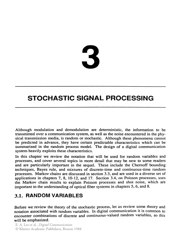Stochastic Signal Processing: 3.1. Random Variables | PDF | Stochastic ...