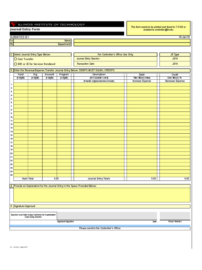 Ga Journal Entry Form | PDF | Debits And Credits | Business