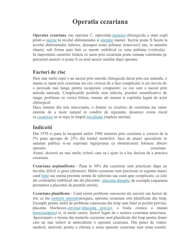 Operatia Cezariana PDF | PDF