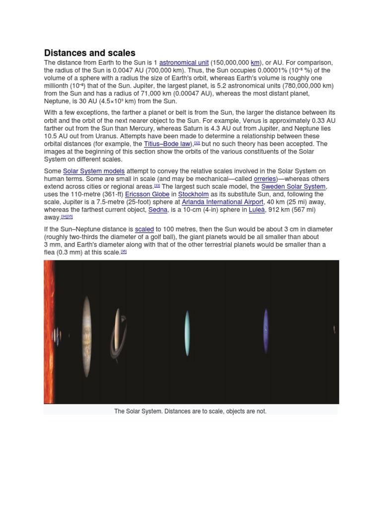 Distances and Scales: Astronomical Unit KM | PDF | Solar System ...