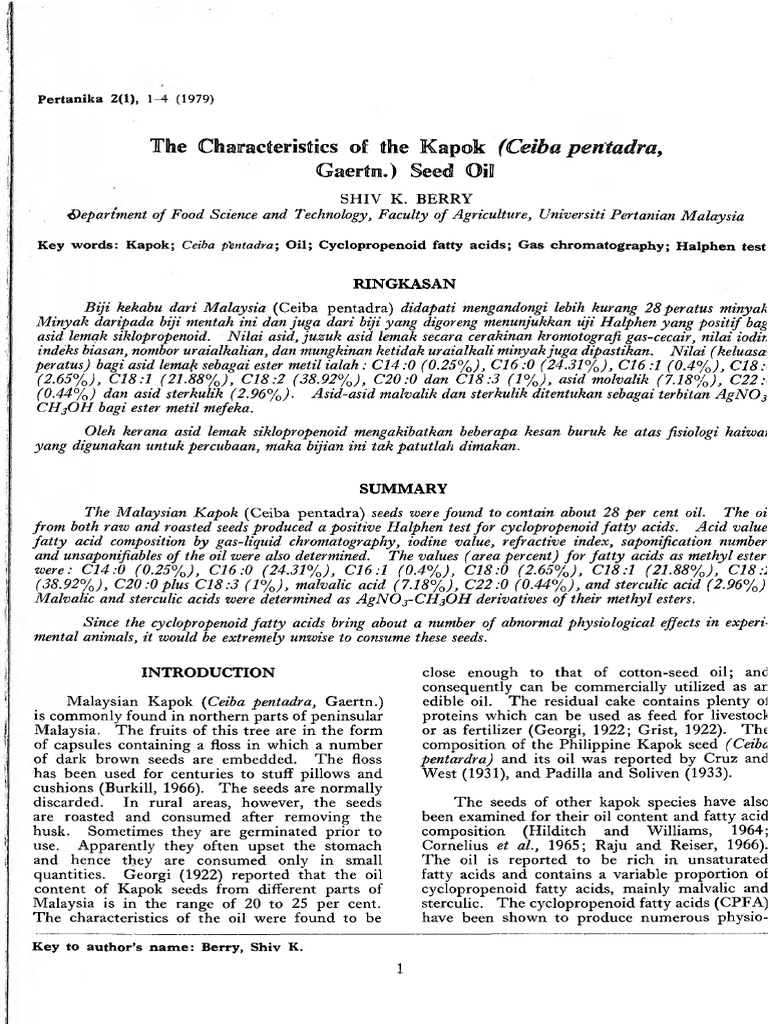 01 Pertanika Vol.02 (1) Jul. 1979 (PG 1-4) | PDF | Gas Chromatography ...