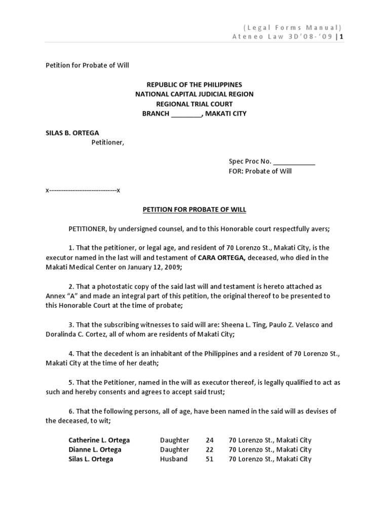 Republic Of The Philippines National Capital Judicial Region Regional ...