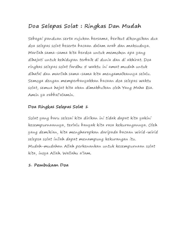 Doa Selepas Solat | PDF