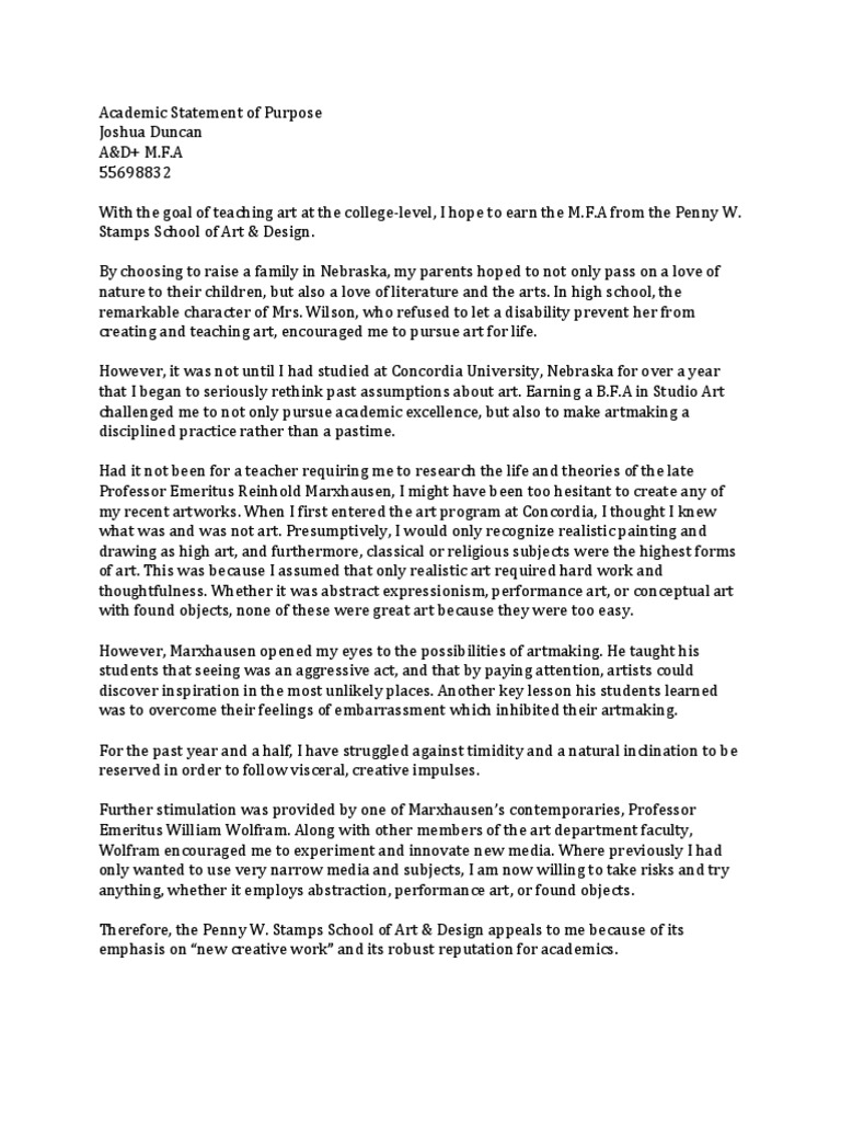 Academic Statement of Purpose Rackham | PDF | Teachers | Psychological ...