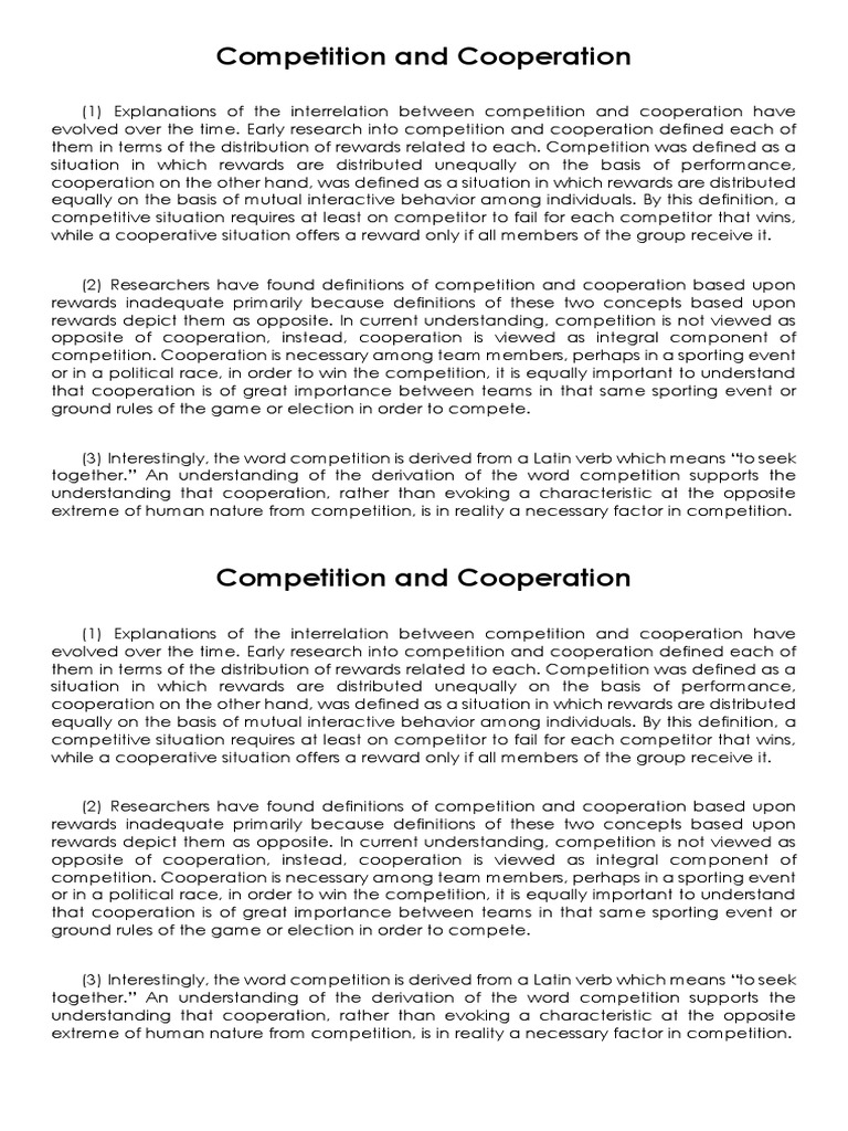 Competition and Cooperation | PDF | Competition | Cooperation