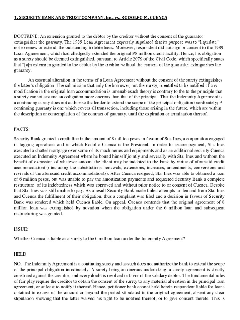 Cuenca's Liability in Loan Restructuring | PDF | Guarantee | Loans