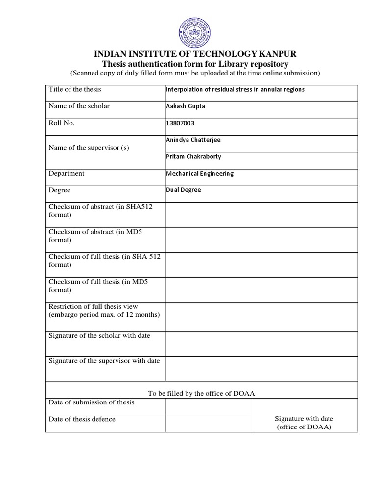 Authentication Form | PDF