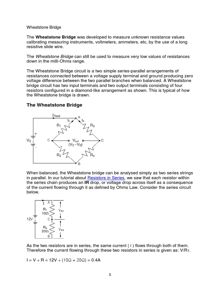 Wheatstone Bridge | PDF | Series And Parallel Circuits | Voltage