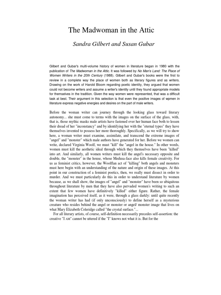 Sandra Gilbert and Susan Gubar - From The Madwoman in The Attic | PDF