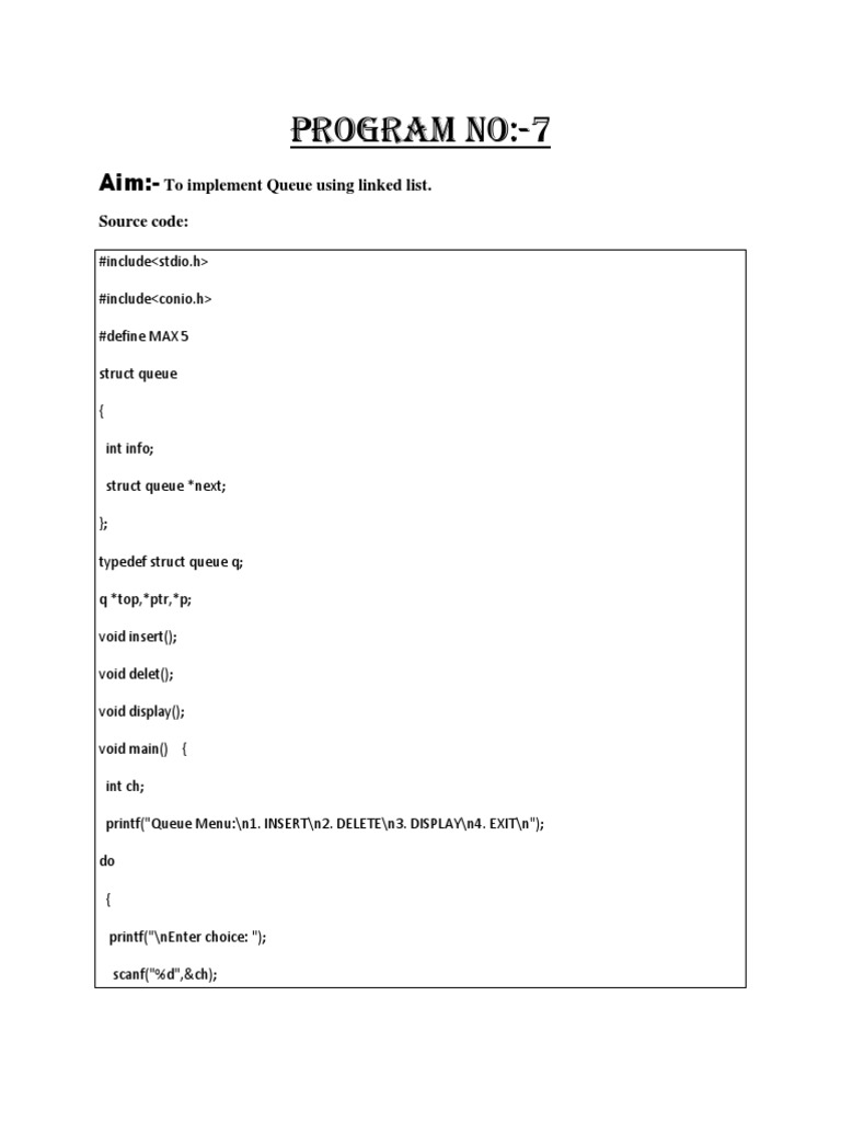 Queue Using Link List | PDF | Queue (Abstract Data Type) | Models Of ... Queue Using Link List | PDF | Queue (Abstract Data Type) | Models Of ...