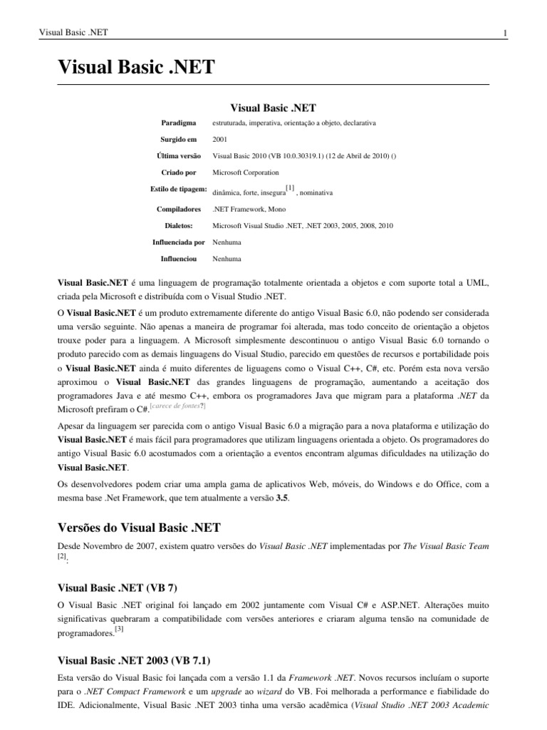 Uma Introdução Abrangente ao Visual Basic .NET: História ...