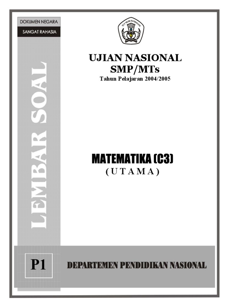 01 Soal UN Matematika SMP 2005 PDF | PDF