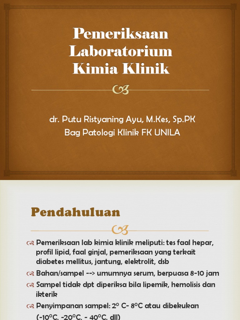 Dokumen - Tips - Pemeriksaan Laboratorium Kimia Klinik | PDF