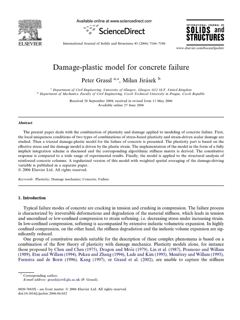 Damage-Plastic Model For Concrete Failure: Peter Grassl, Milan Jira Sek ...