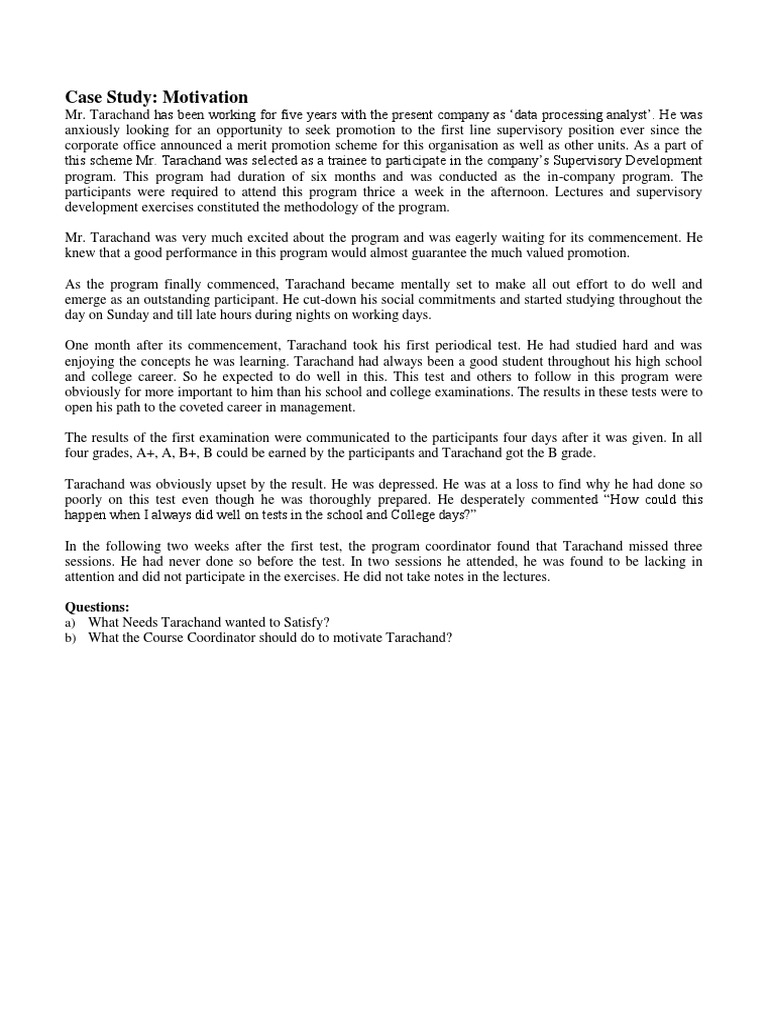 Case Study | PDF | Motivation | Motivational