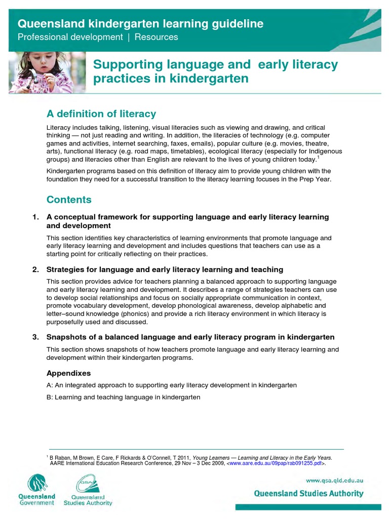 QKLG Framework for Early Literacy Support | PDF | Literacy | Phonics