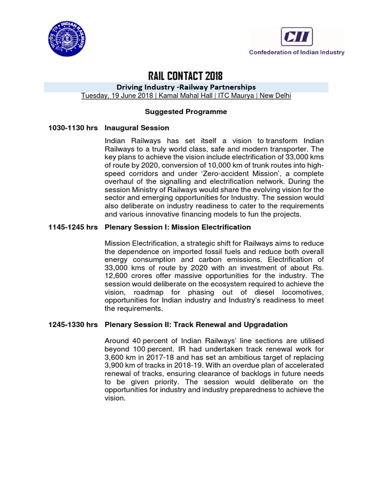 Rail Contact - Programme Outline | PDF | Rail Transport | High Speed Rail