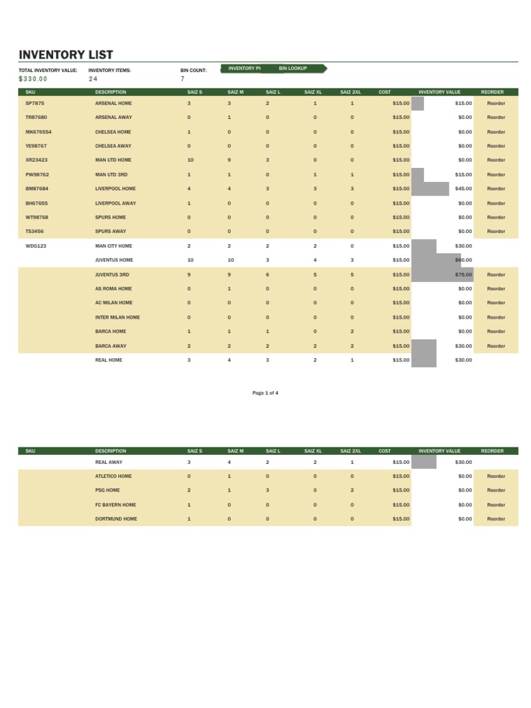 Inventory Pick List Bin Lookup | PDF | Association Football Seasons ...
