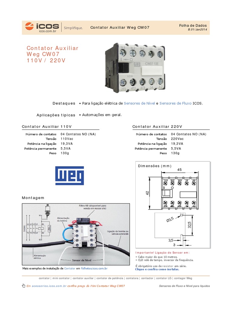 contator-auxiliar-icos-weg-cw07 (1).pdf | Bens Manufaturados | Engenharia