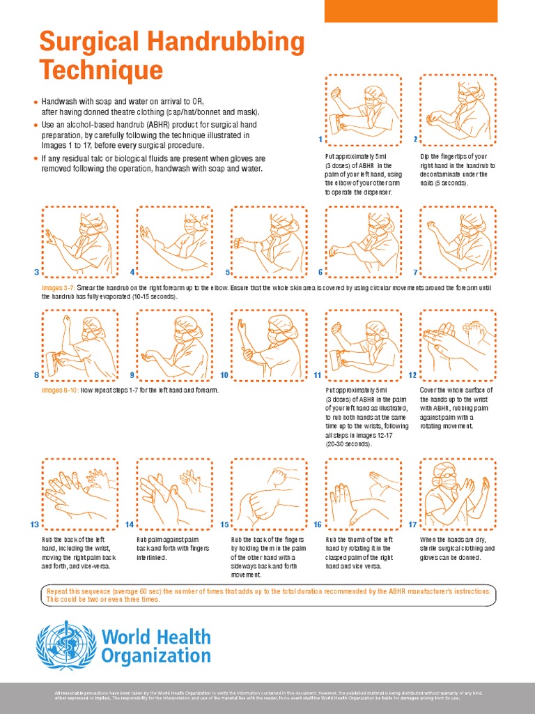 Surgical Handrubbing Technique Steps | PDF | Hand | Hand Washing