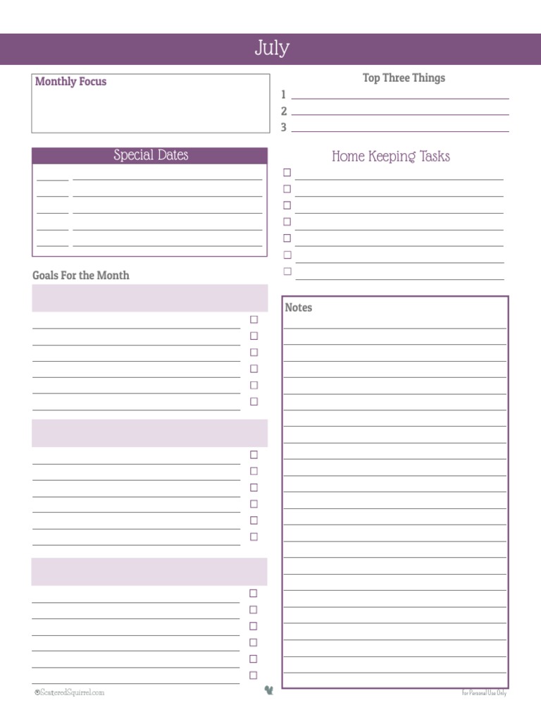 July Home Keeping Tasks Guide | PDF