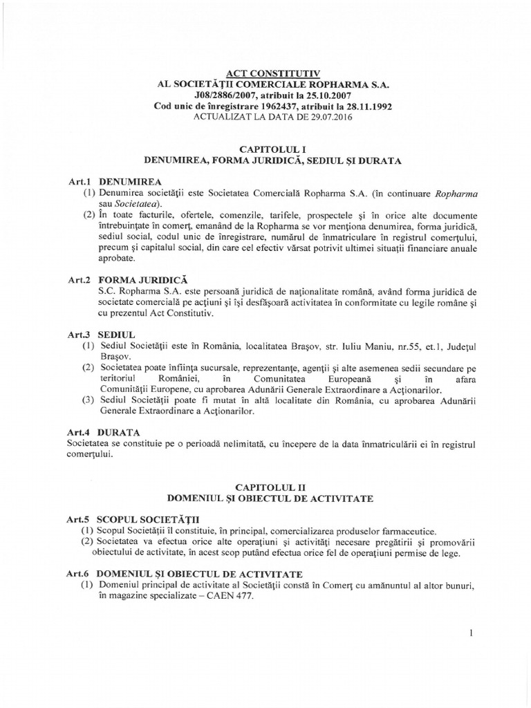 Act Constitutiv | PDF