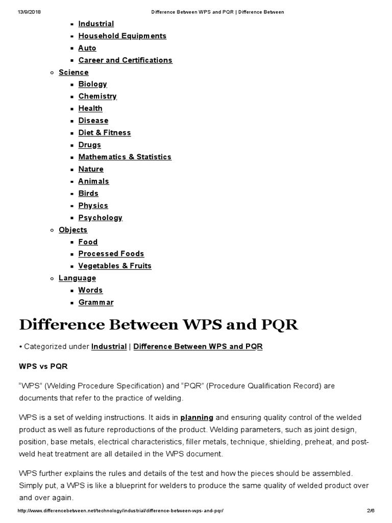 Difference Between WPS and PQR - Difference Between | PDF | Welding ...