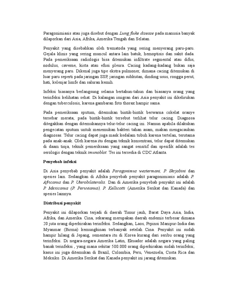 Paragonimiasis: Penyebab, Gejala, dan Pencegahan | PDF