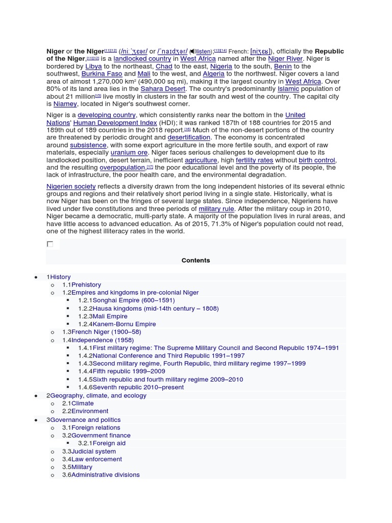 A History of Niger: From Ancient Empires to Independence | PDF | Niger ...