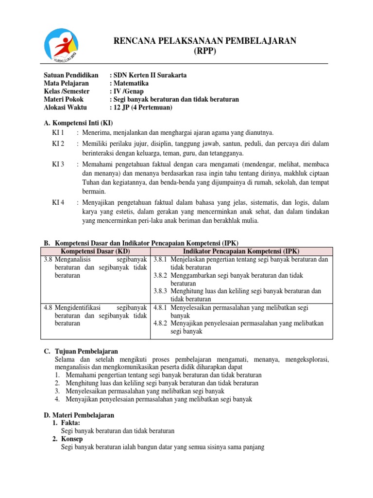 RPP 8 Segi Banyak | PDF | Karier & Perkembangan