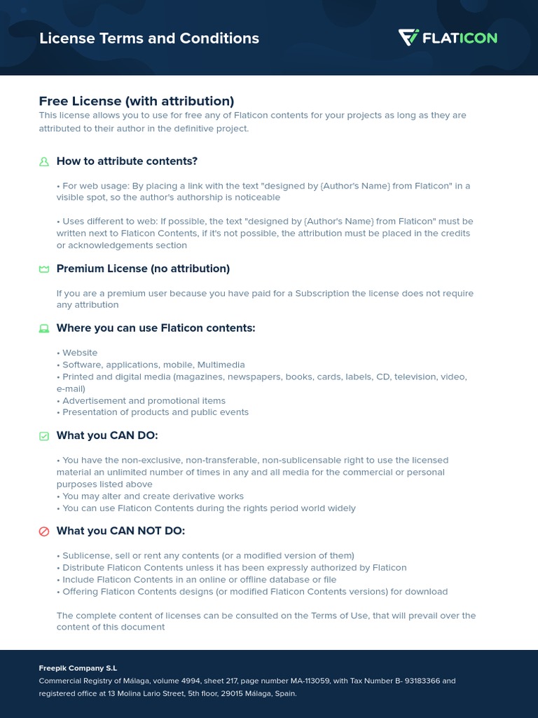 License Terms and Conditions: Free License (With Attribution) | PDF