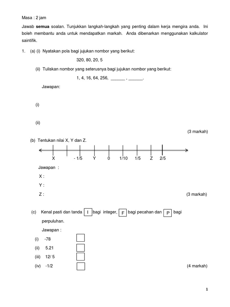 Soalan Mate PAT T2-2018 | PDF