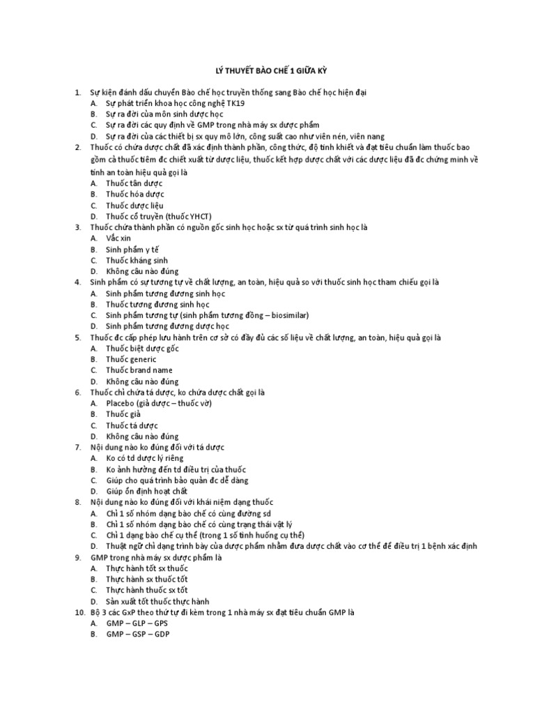 Bào-chế-GK-D16 | PDF