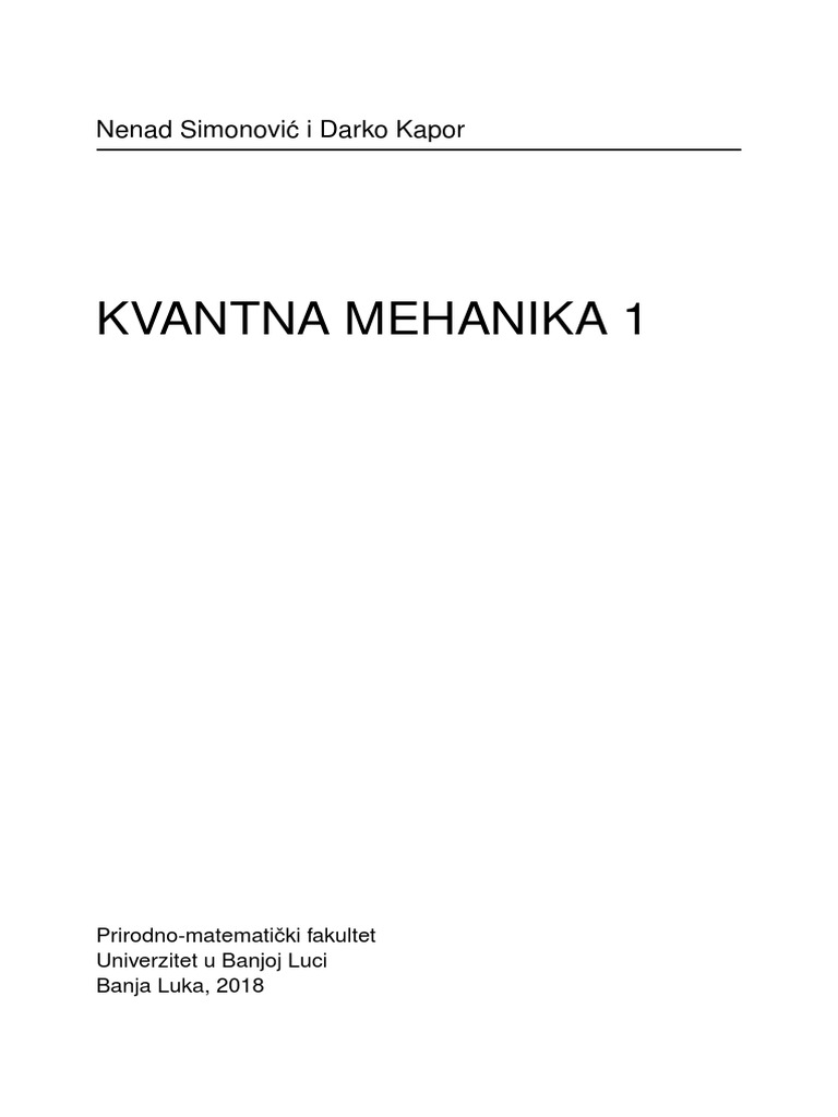 Kvantna Mehanika 1 | PDF