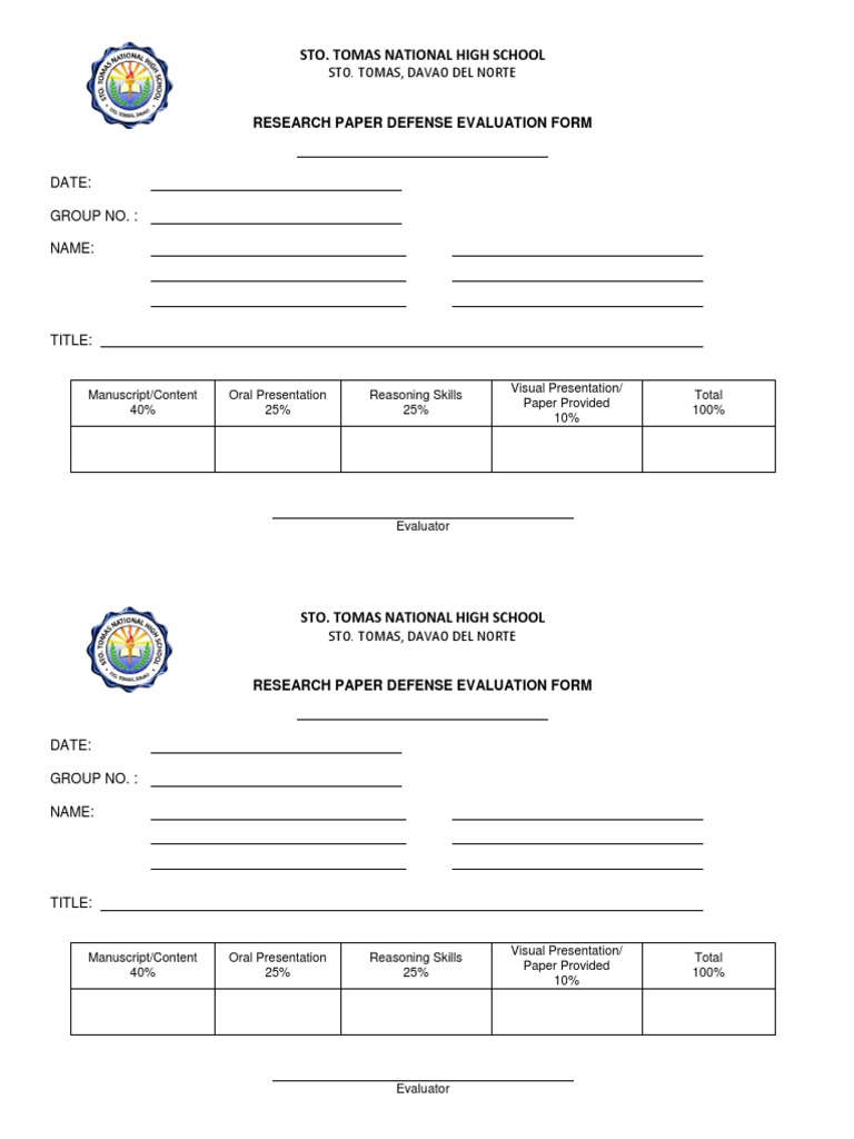 Research Paper Defense Evaluation Form | PDF