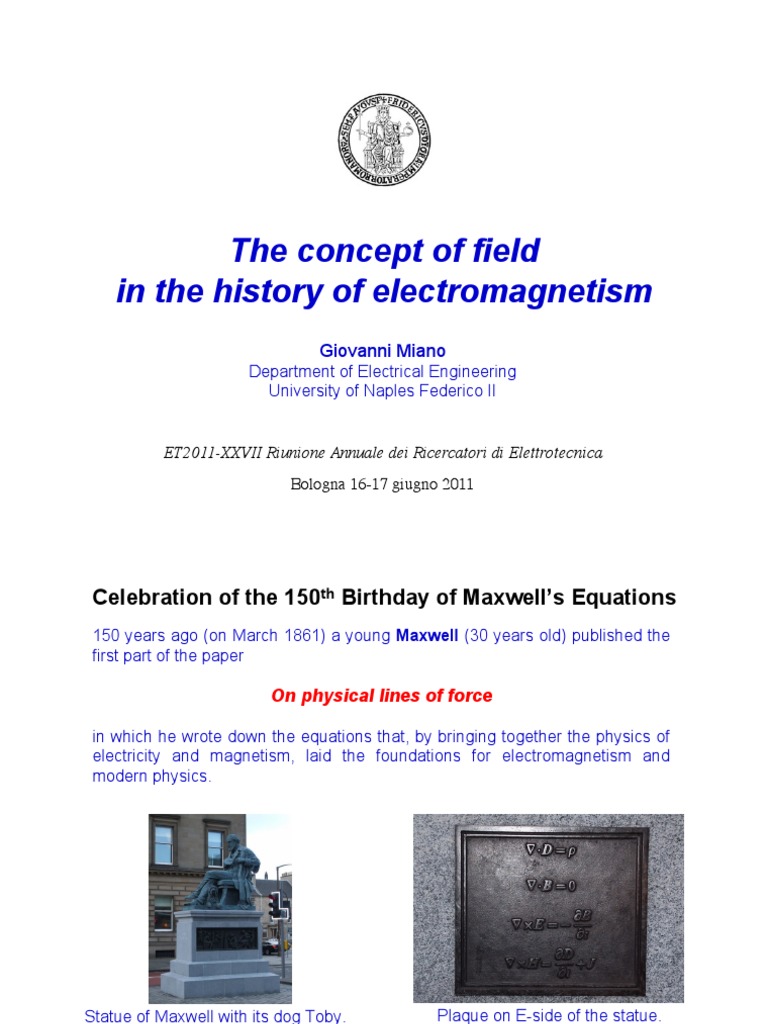The Concept of Field in The History of Electromagnetism: Giovanni Miano ...