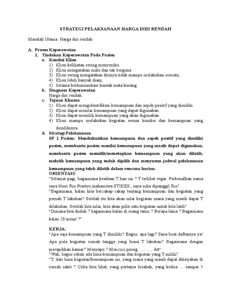 SP Harga Diri Rendah | PDF