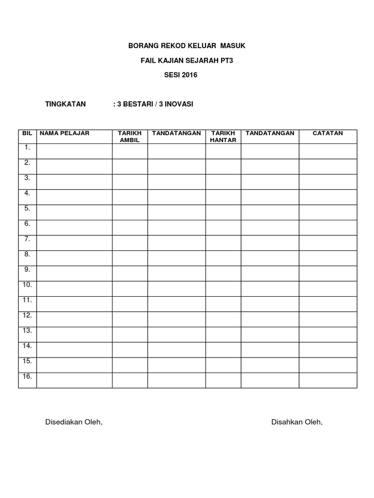 Borang Rekod Keluar Masuk | PDF
