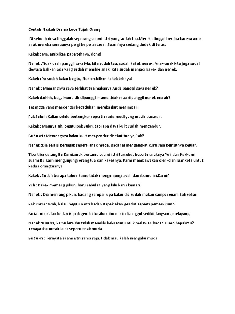 Naskah Drama Lucu: Kakek-Nenek dan Remaja | PDF | Puisi