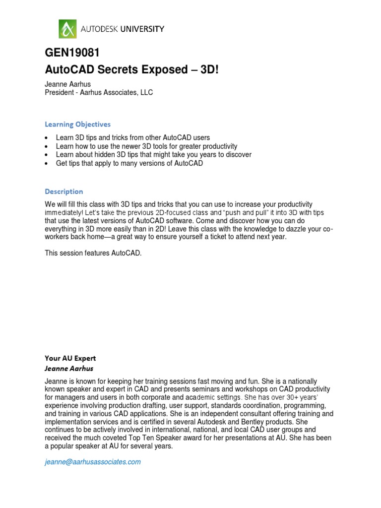 Handout 19081 GEN19081-AutoCAD 3D Secrets | PDF | Electromagnetic ...