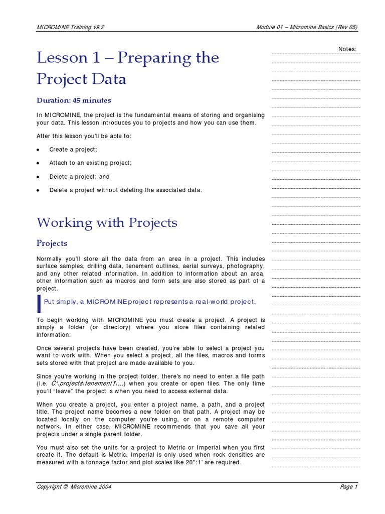 Module 01 - Micromine Basics Rev 05 | PDF | Tab (Gui) | Computer File