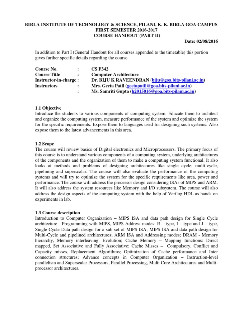 Computer Architecture Handout | PDF | Cpu Cache | Computer Architecture