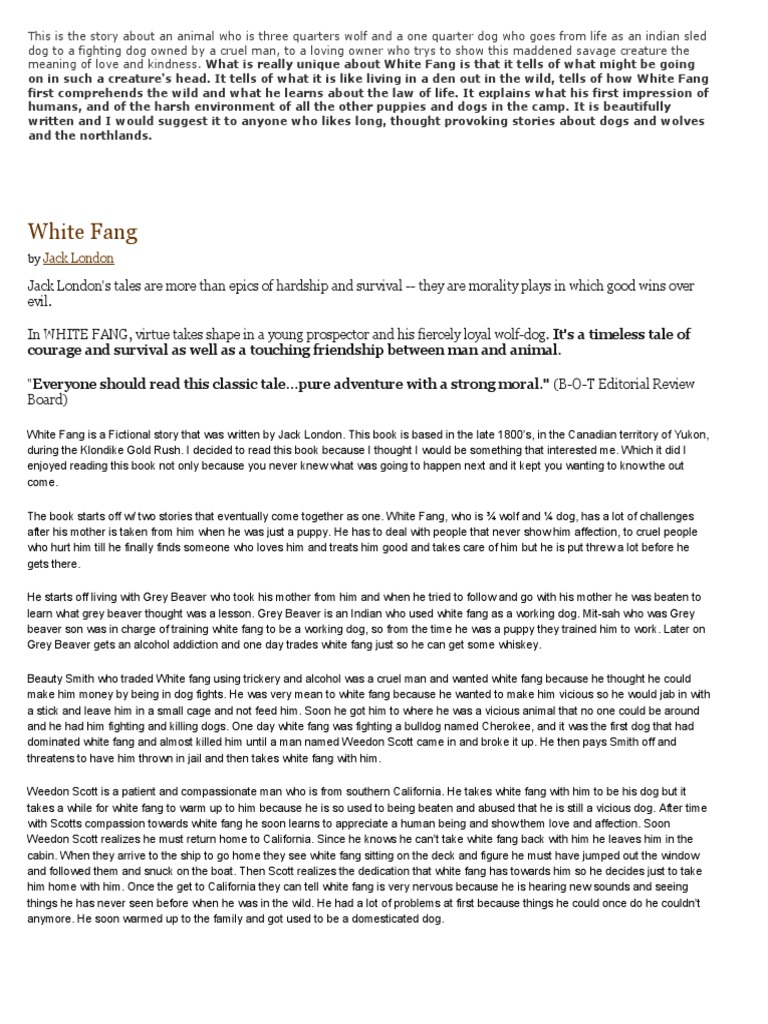 White Fang: Jack London | PDF | White Fang