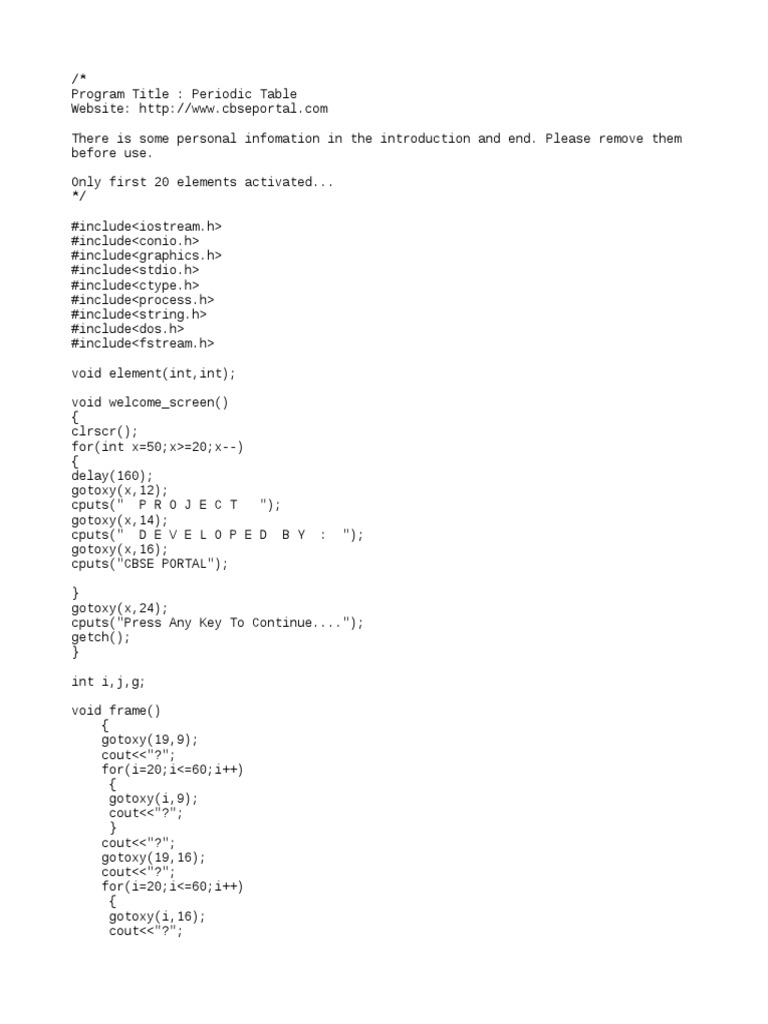 Periodic Table C++ | Download Free PDF | Atoms | Chemical Elements