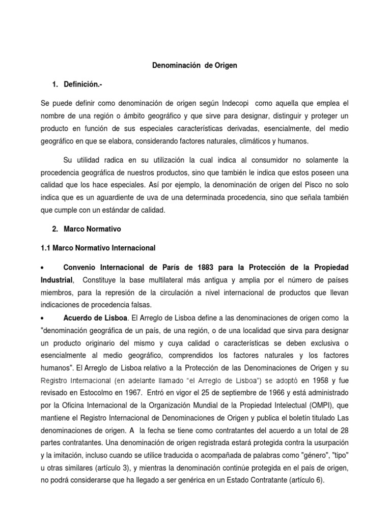 Protección de Denominaciones de Origen | PDF | Perú