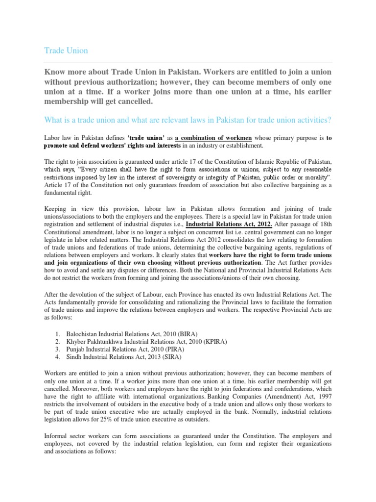 Trade Union: What Is A Trade Union and What Are Relevant Laws in ...