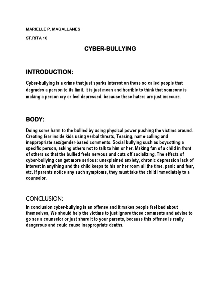 Cyber-Bullying: Conclusion | PDF