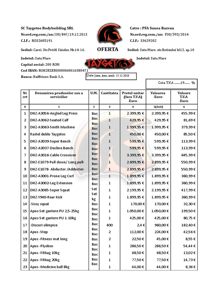 Oferta pentru echipamente de fitness si accesorii sportive | PDF