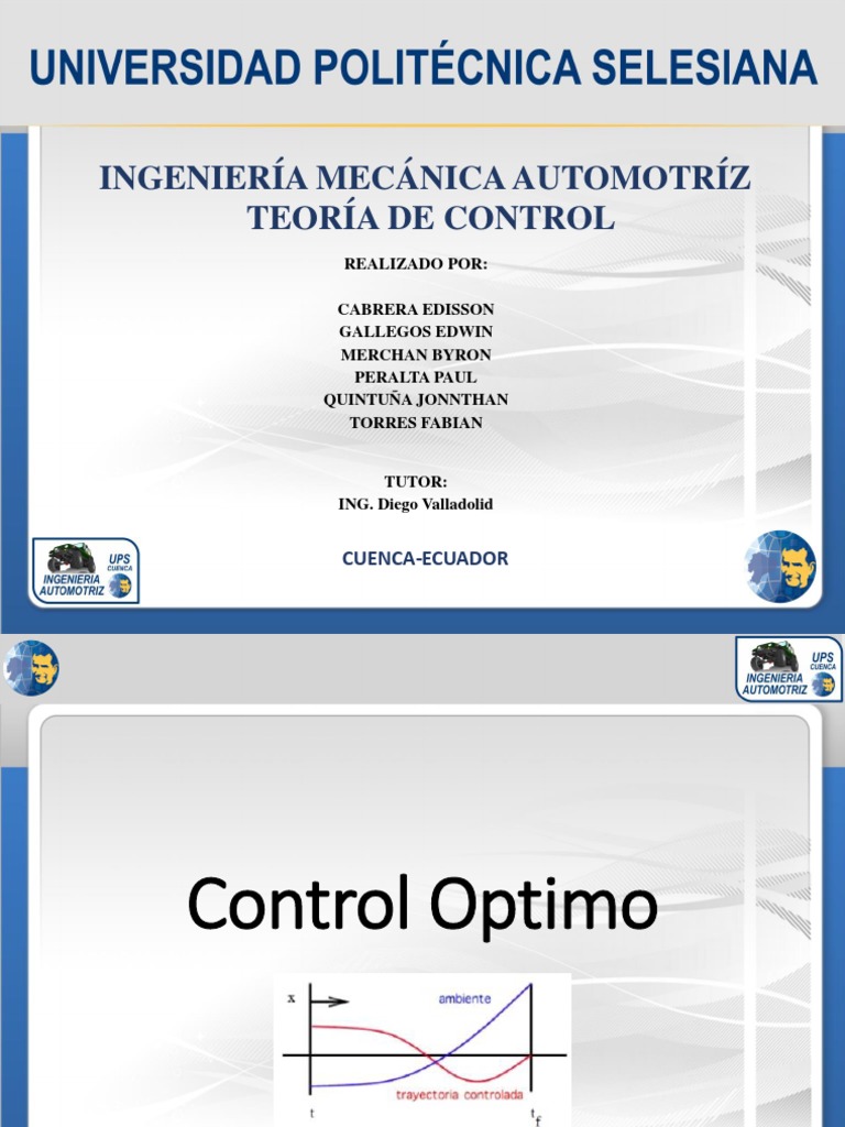 Exposicion 2 Control Optimo | PDF | Optimización Matemática | Sistema de control